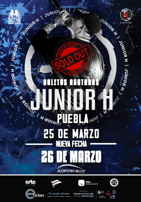 JUNIOR H : Auditorio GNP Seguros : PUEBLA : Información del evento - Compra tus Boletos - México